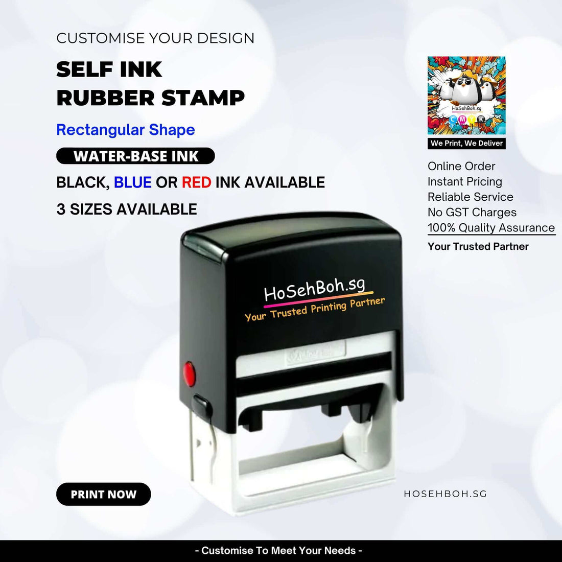 Rubber Stamp - Custom Self Inking Rectangular Chops – Ho Seh Boh